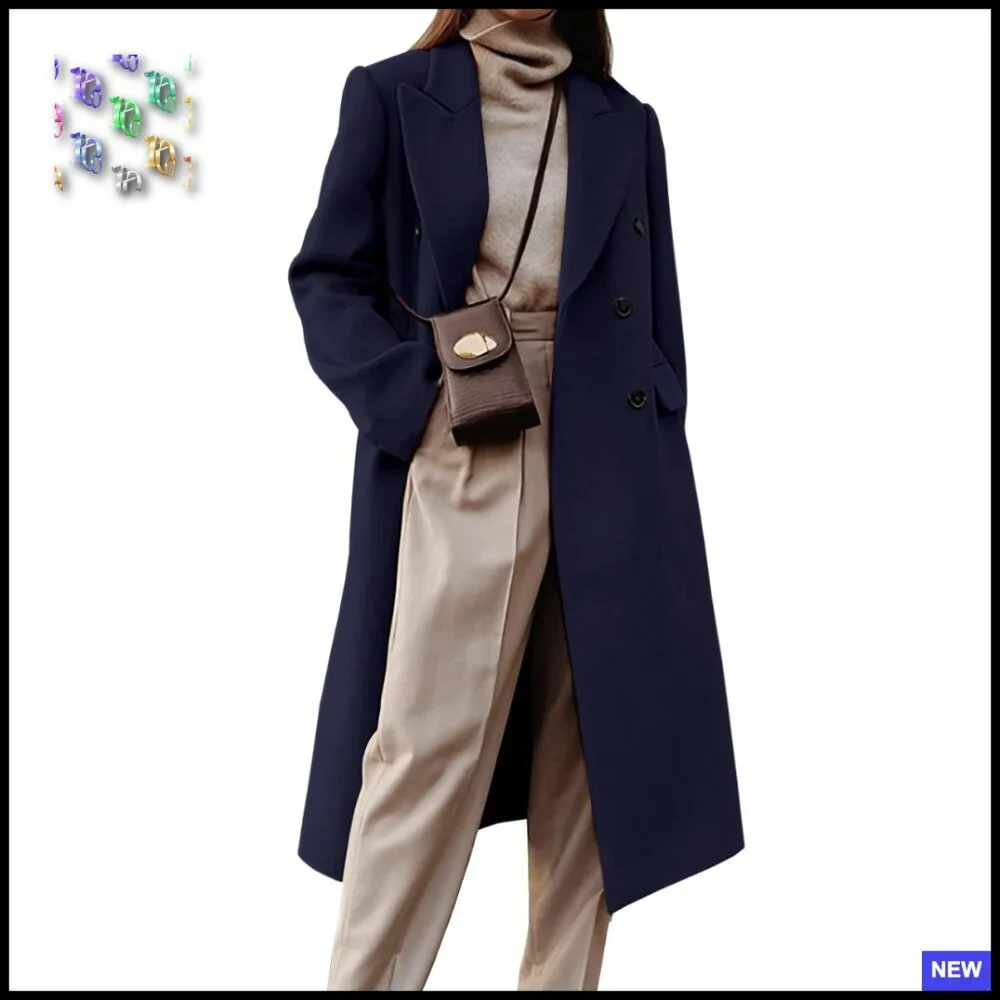 Jackets & Coats | Long Wool Pea Coat Double Breasted Classic Trench ...